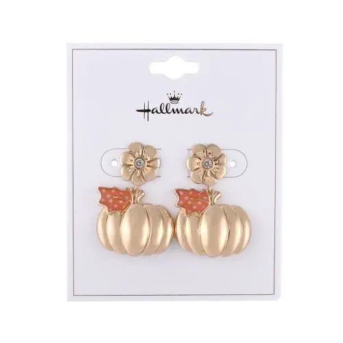 HALLMARK Tone Pumpkin Drop Earrings With Flower Stud