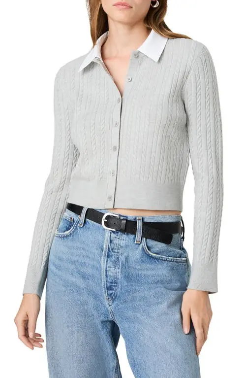 French Connection Cable Knit Layered Look Cardigan - Heather Grey
