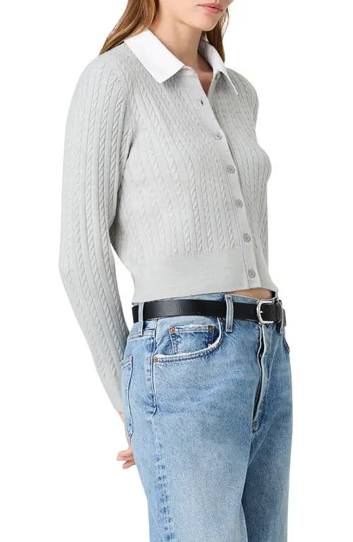 French Connection Cable Knit Layered Look Cardigan