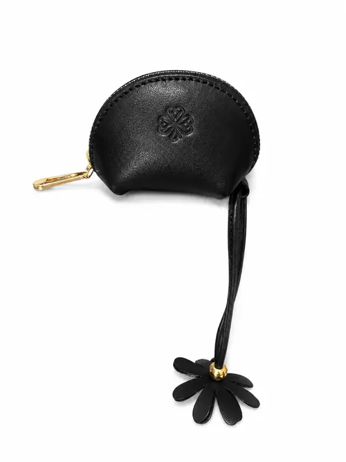 ROSZUAR Clat Textured Italian Leather Coin Pouch - Black