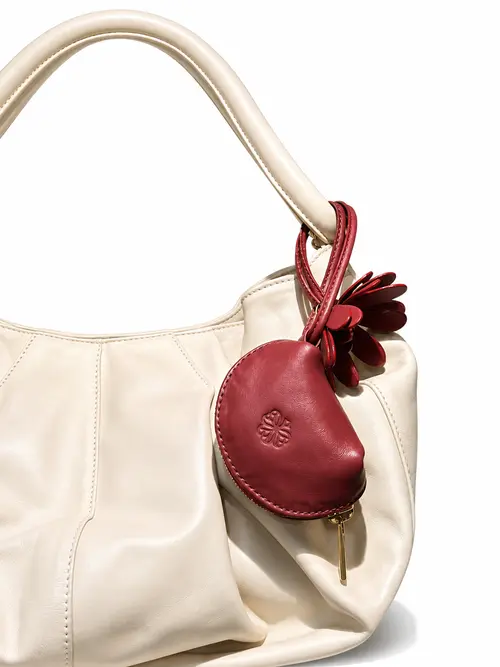 ROSZUAR Clat Textured Italian Leather Coin Pouch - Honey