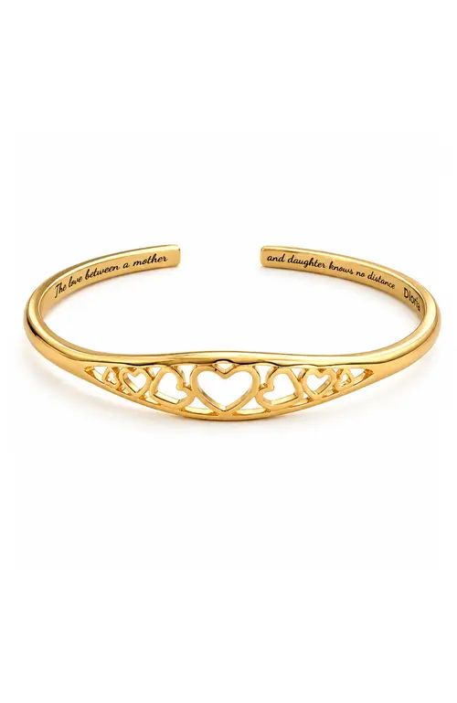DLORIA Engraved Mother Daughter Heart Adjustable Cuff Bracelet - Gold