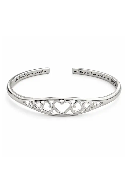 DLORIA Engraved Mother Daughter Heart Adjustable Cuff Bracelet - Silver