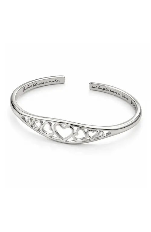 DLORIA Engraved Mother Daughter Heart Adjustable Cuff Bracelet - Silver
