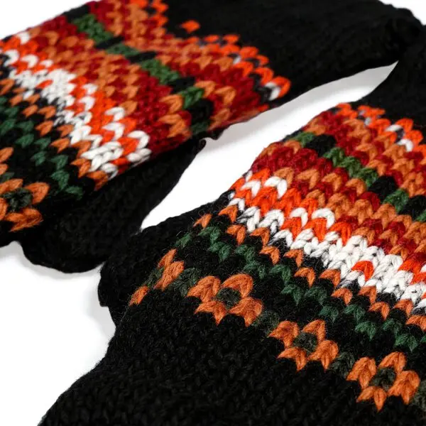 NIRVANNA DESIGNS Nordic Fair Isle Knit Wool Mittens With Shearling Lining - Black
