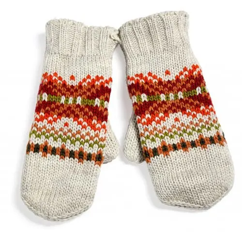 NIRVANNA DESIGNS Nordic Fair Isle Knit Wool Mittens With Shearling Lining - Black