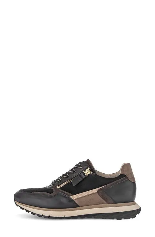Gabor Cora Low Top Sneakers With Metallic Accents - Black