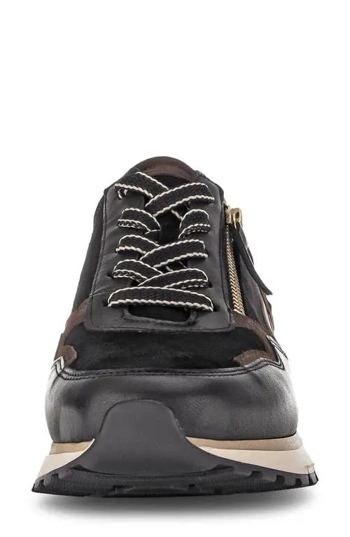Gabor Cora Low Top Sneakers With Metallic Accents - Black