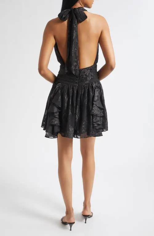 Ramy Brook Metallic Jacquard Ruffle Mini Dress
