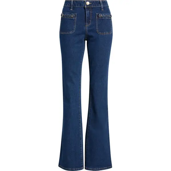 1822 Denim Braided Patch Pocket Bootcut Jeans - Alanis