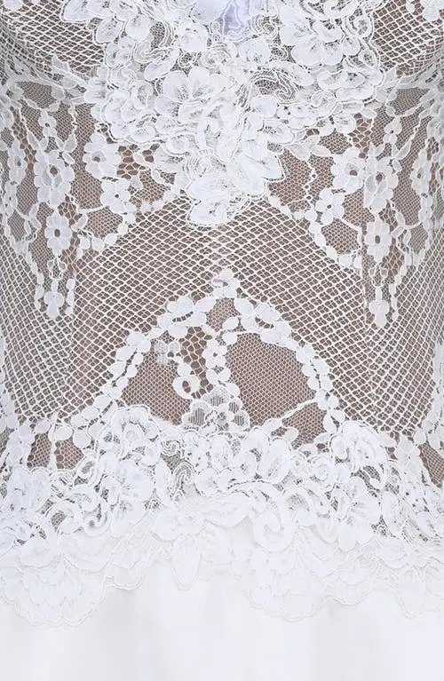 House Of Cb Nyra Lace & Satin Halter Mini Dress