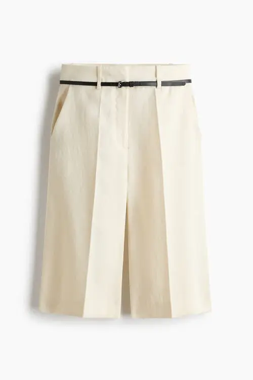 H&M Belted Knee-length Twill Bermuda Shorts