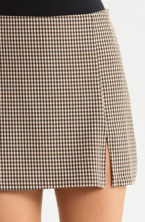 ALL IN FAVOR Plaid Mini Skirt With Side Slit