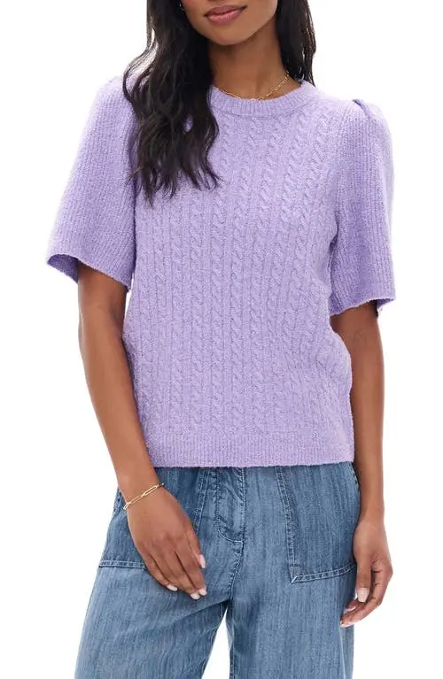 HATLEY Emerson Cable Knit Boucle Sweater With Puff Shoulders