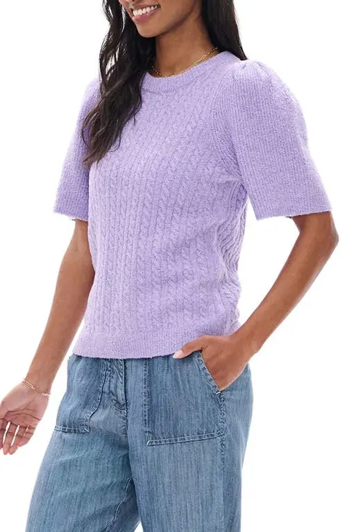 HATLEY Emerson Cable Knit Boucle Sweater With Puff Shoulders