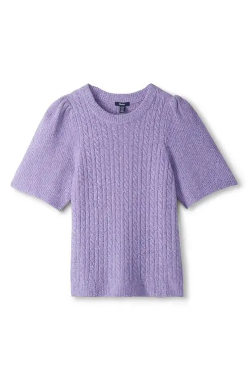 HATLEY Emerson Cable Knit Boucle Sweater With Puff Shoulders