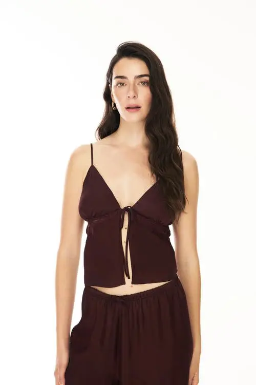 HOUSE OF SILK Rosalia Camisole Set - Burgundy