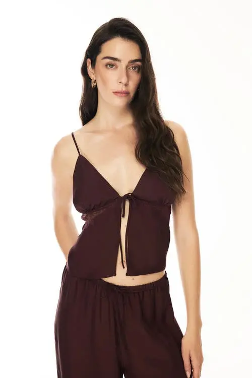 HOUSE OF SILK Rosalia Camisole Set - Burgundy
