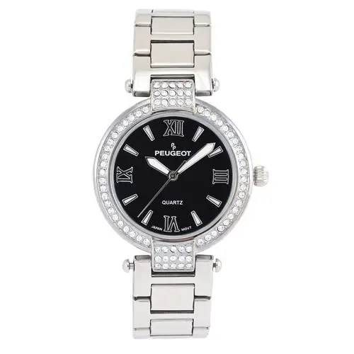 PEUGEOT T-bar Crystal Bracelet Watch 38mm - Black