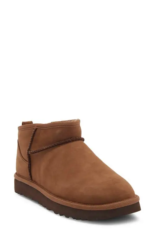 UGG Classic Ultra Mini Nubuck Bootie - Dark Chestnut