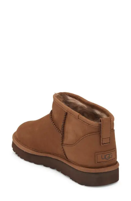 UGG Classic Ultra Mini Nubuck Bootie - Dark Chestnut