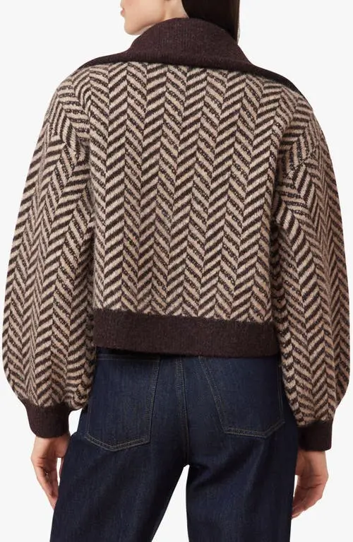 Habitual Herringbone Zip-front Cardigan