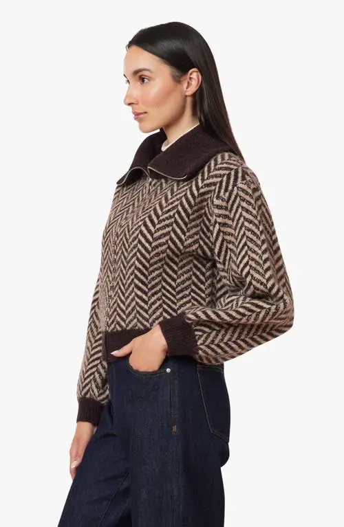 Habitual Herringbone Zip-front Cardigan