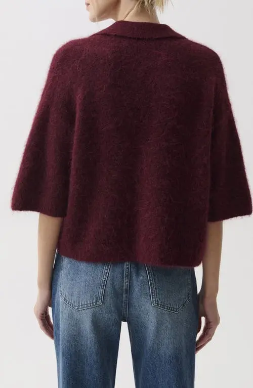 PISTOLA Nadya Alpaca-blend Short Sleeve Polo Sweater - Cherry Wine