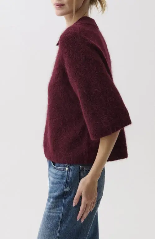 PISTOLA Nadya Alpaca-blend Short Sleeve Polo Sweater - Cherry Wine