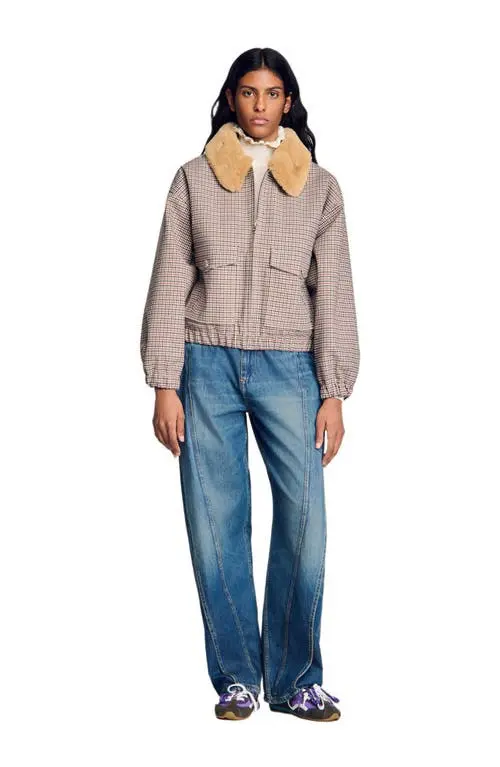 Sandro Faux Fur-lined Coat