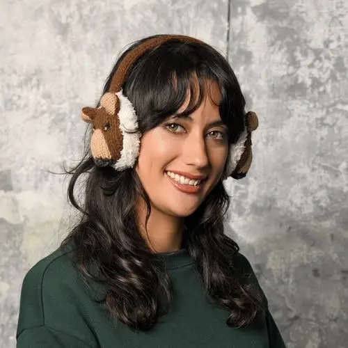 NIRVANNA DESIGNS Hand-crocheted Wool Grizzly Earmuffs - Brown