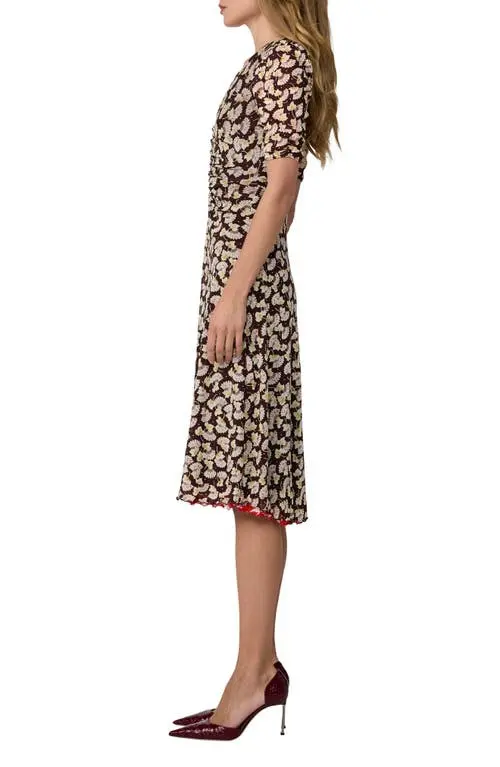 Diane Von Furstenberg Koren Reversible Floral Mesh Midi Dress