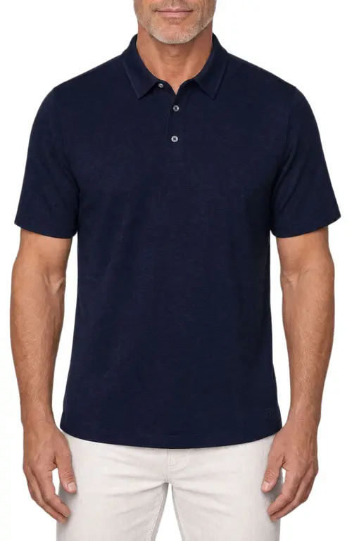 Robert Talbott Taylor Pique Linen Polo - Navy