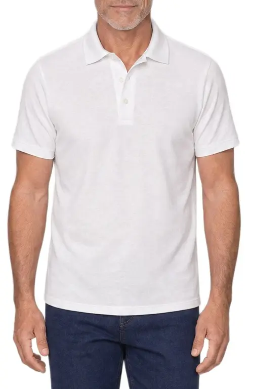 Robert Talbott Taylor Pique Linen Polo - White