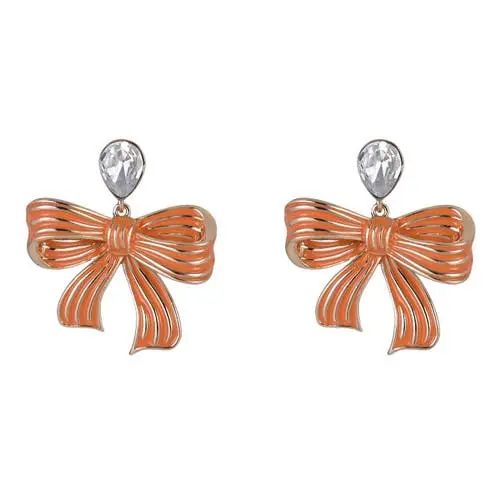HALLMARK Enamel Bow And Crystal Drop Earrings
