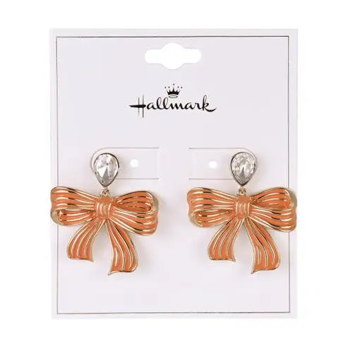 HALLMARK Enamel Bow And Crystal Drop Earrings