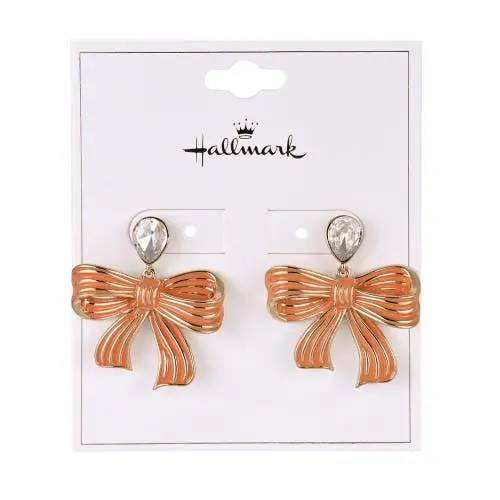 HALLMARK Enamel Bow And Crystal Drop Earrings