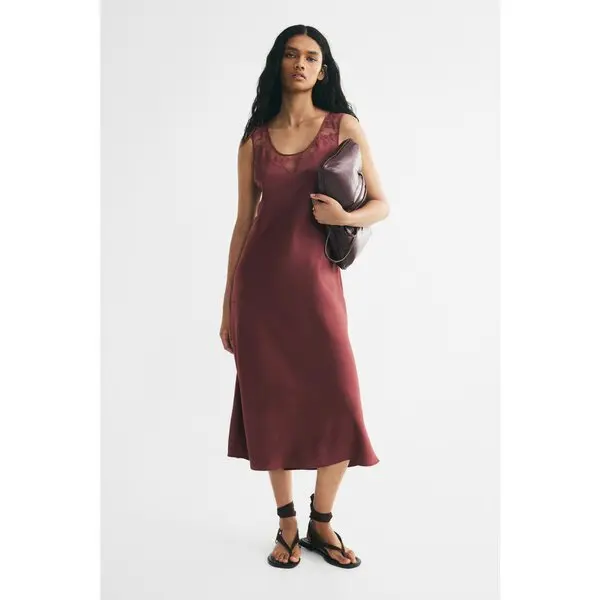 H&M Lace-inset Satin Dress