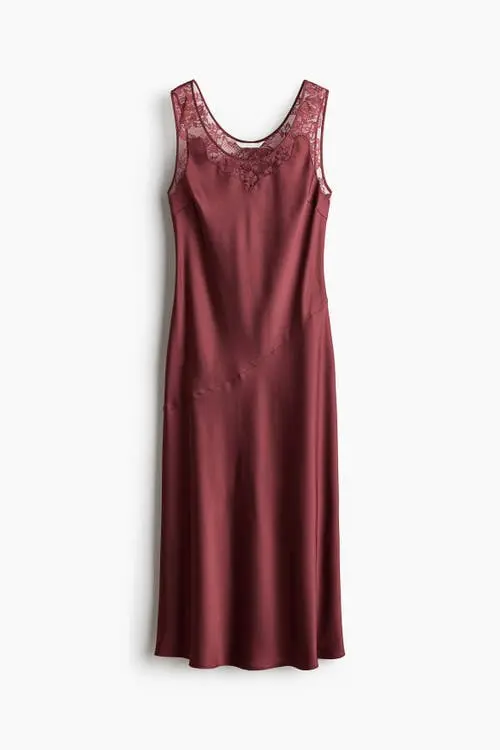 H&M Lace-inset Satin Dress