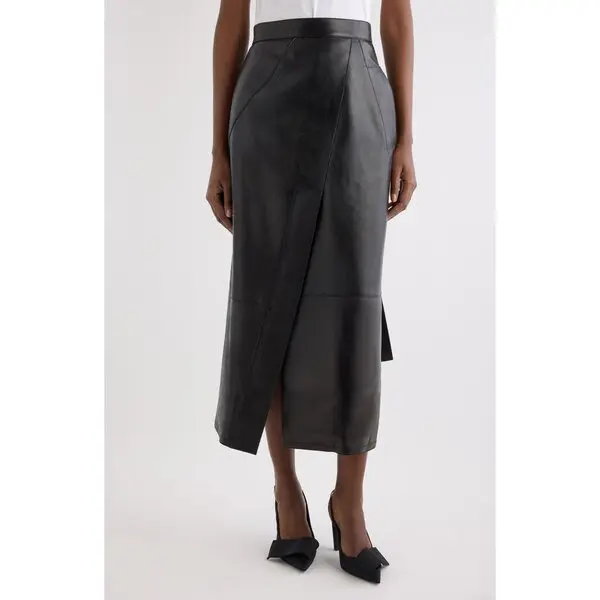 Givenchy Asymmetrical Leather Midi Skirt