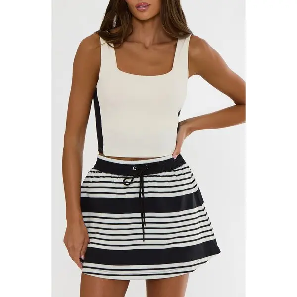 Beach Riot Brietta Square Neck Performance Tank Top - Shadow Stripe