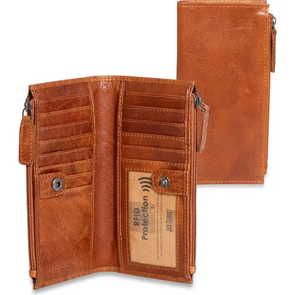 JACK GEORGES Voyager Slim Zippered Wallet - Honey