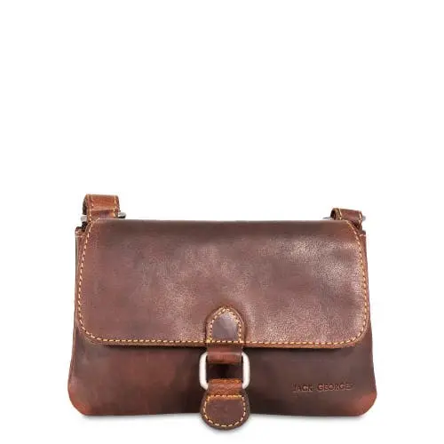 JACK GEORGES Voyager Mini Leather Crossbody Bag - Brown