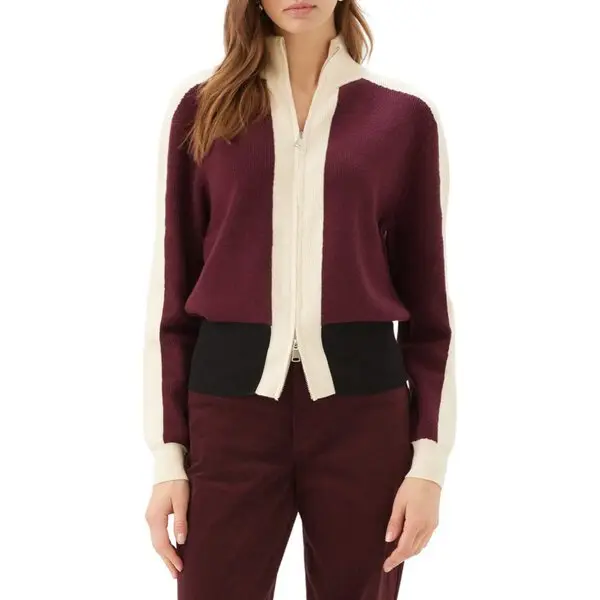 Karen Kane Colorblock Zip-up Cardigan