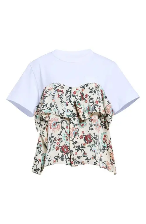 Sacai Floral Print Mixed Media T-shirt