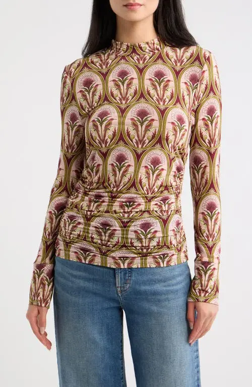 Farm Rio Garden Medal Mock Neck Top - Pink Multicolor