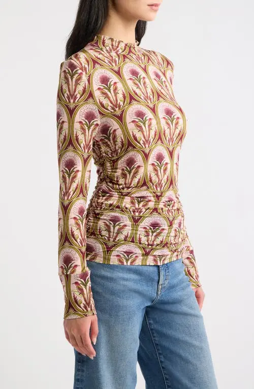 Farm Rio Garden Medal Mock Neck Top - Pink Multicolor