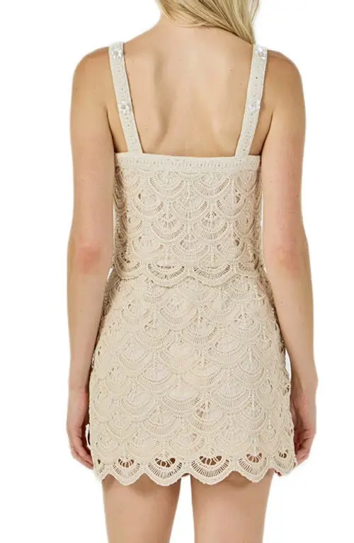 Endless Rose Embellished Crop Cotton Blend Lace Camisole Top