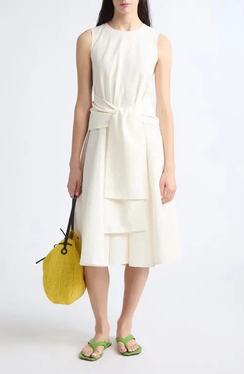 JW Anderson Cloque Cotton Seersucker Fit & Flare Dress