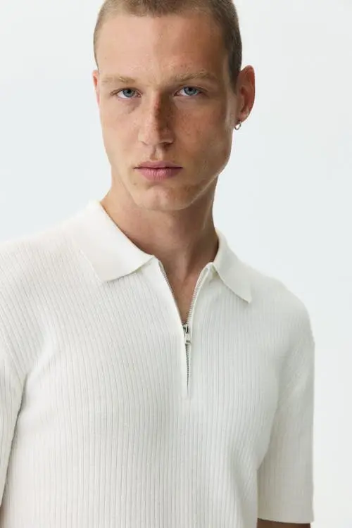 H&M Slim-fit Polo Shirt - Cream
